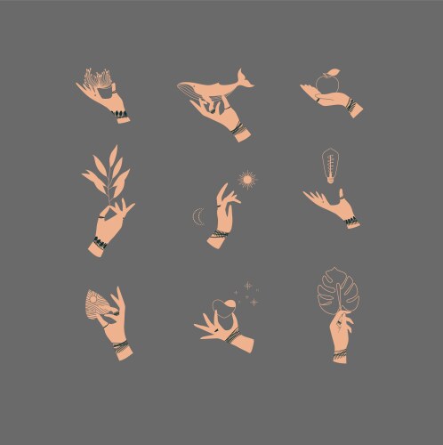 Hand labels lettering gray Royalty Free Vector Image