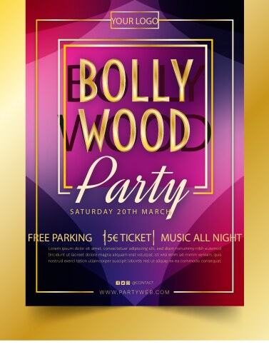 Bollywood party poster template Royalty Free Vector Image