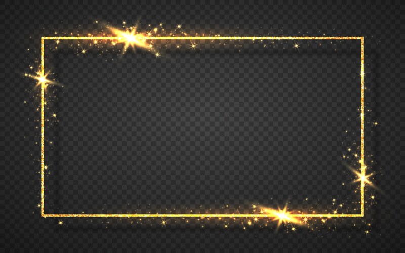 Golden frame template with glitter effect Vector Image