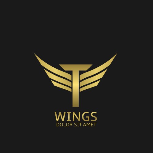 Golden wings logo Royalty Free Vector Image - VectorStock