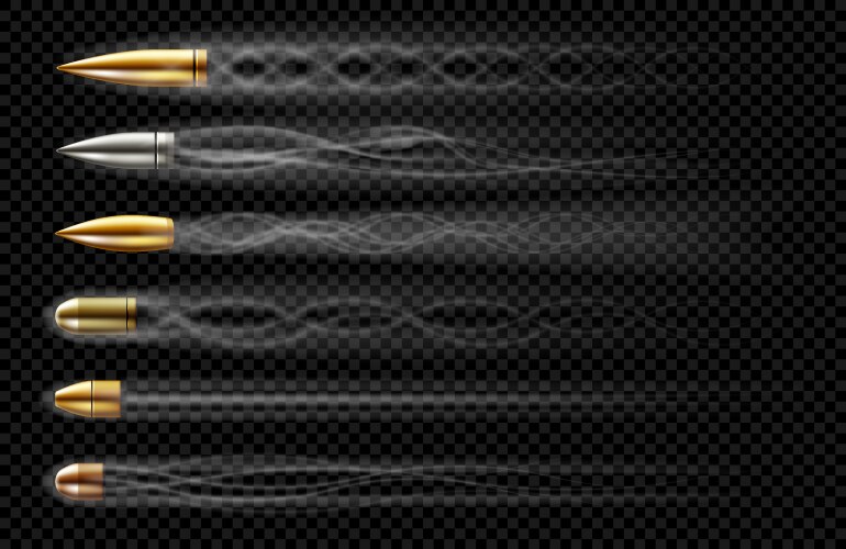 Flying bullet traces realistic pistol projectiles Vector Image
