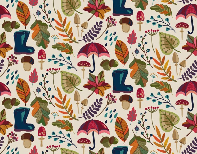 Autumn seamless pattern with wild berries Vector Image