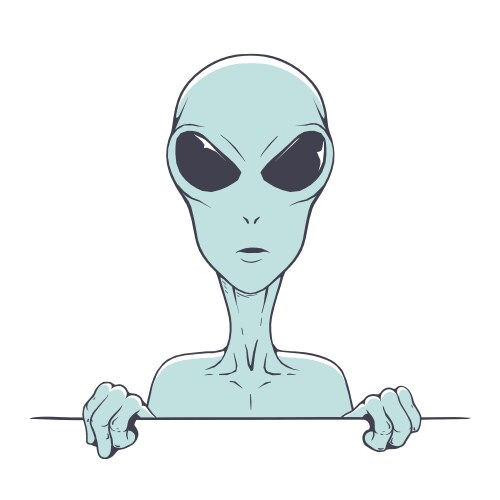 Alien breaks through a hole into space Royalty Free Vector