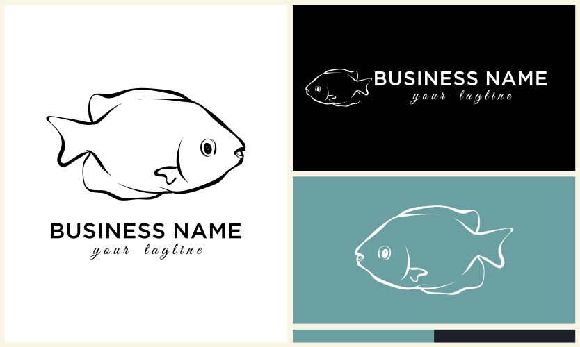 Line art fish logo template Royalty Free Vector Image