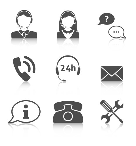 Call center service icons set Royalty Free Vector Image