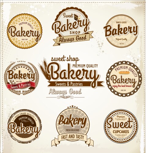 Set of vintage retro bakery labels Royalty Free Vector Image