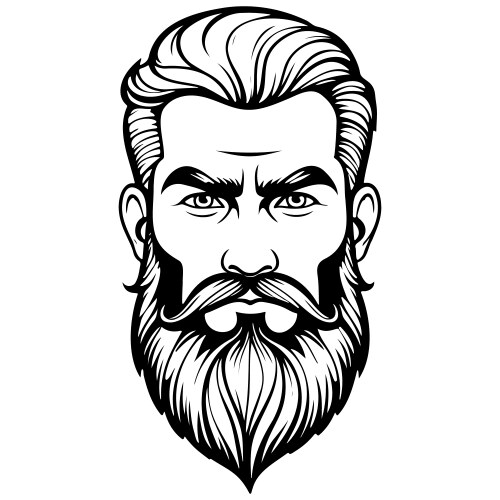 Beard drawing black line isolated Royalty Free Vector Image