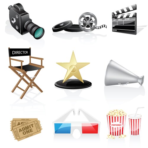 Cinema icons set Royalty Free Vector Image - VectorStock