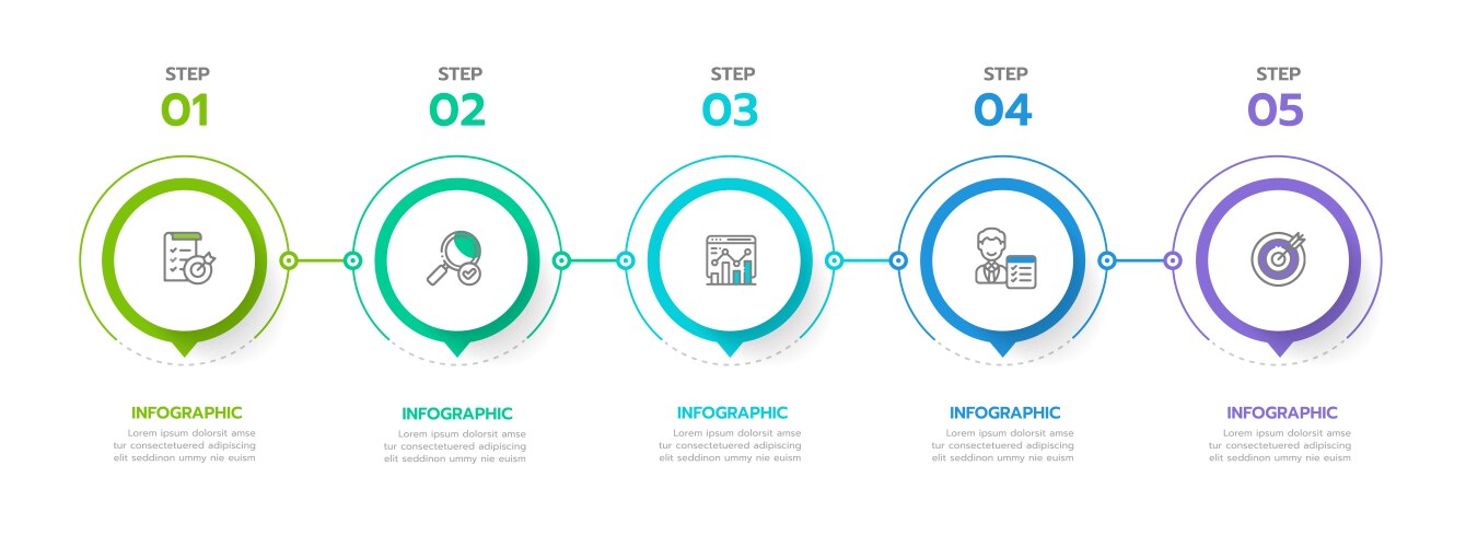 Infographic 5 steps roadmap timeline percent chart