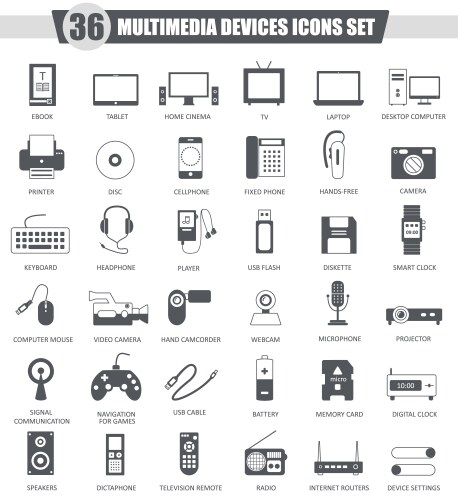 Electronic devices icons Royalty Free Vector Image