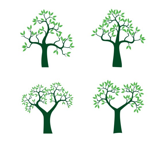 Green tree isolated on white background outline Vector Image