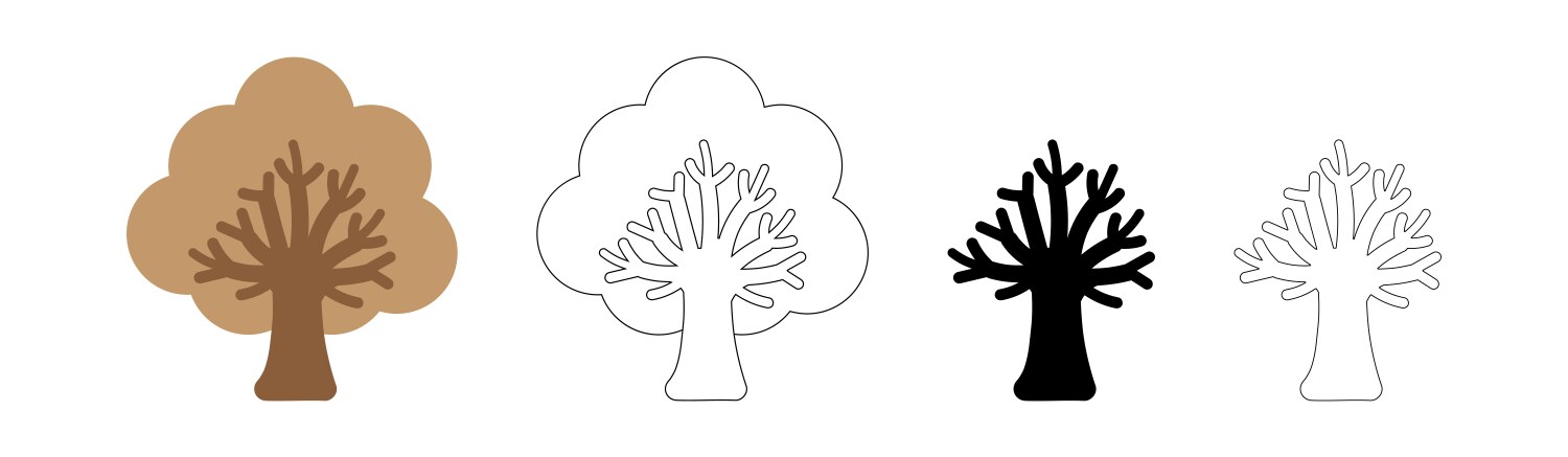 Simple tree shape icon silhouette outlined Vector Image