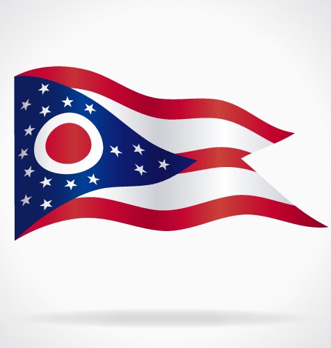 Ohio oh flag in state shape Royalty Free Vector Image