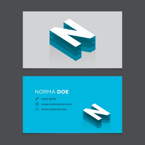 Business card template letter n Royalty Free Vector Image