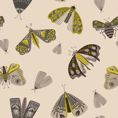 Ornate Moth Pattern - Dark Floral Royalty Free Vector Image