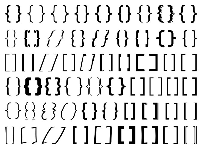 Black braces or curly brackets elements Royalty Free Vector