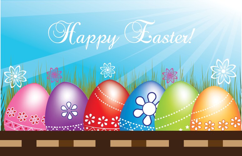 Happy easter on a blurred Royalty Free Vector Image