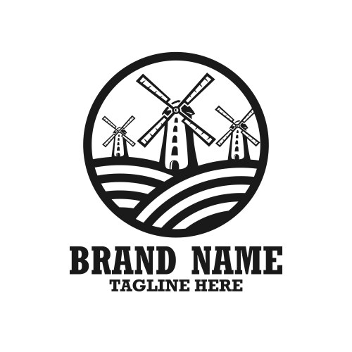 Dutch windmill logo landmark with vintage style Vector Image
