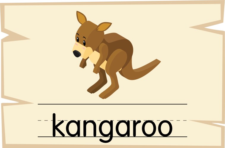Flashcard letter k is for kangaroo Royalty Free Vector Image