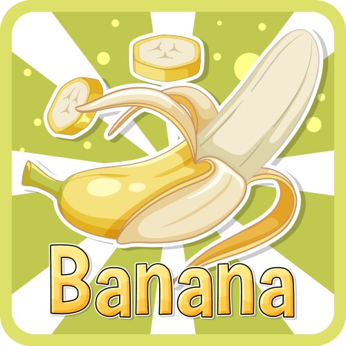 Banana background placard with healthy fruit food Vector Image