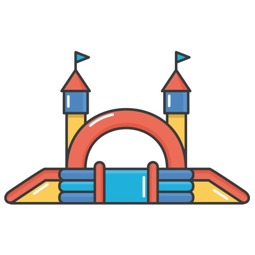 Bouncy inflatable castle tower and equipment Vector Image