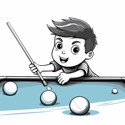 Cartoon boy playing billiards Royalty Free Vector Image