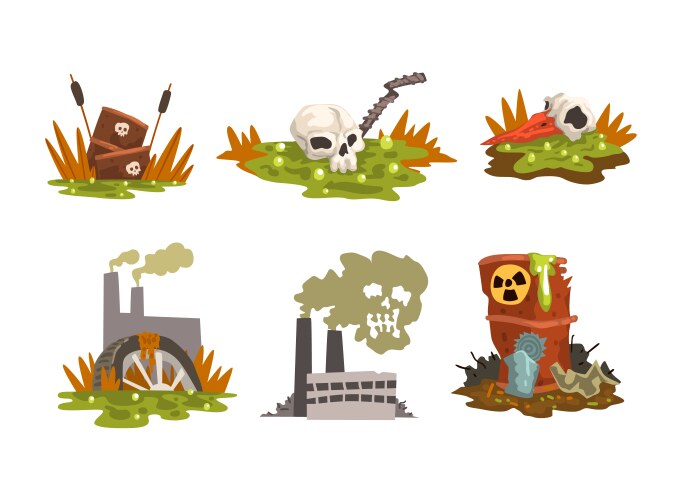 Environmental pollution with toxic nuclear waste Vector Image