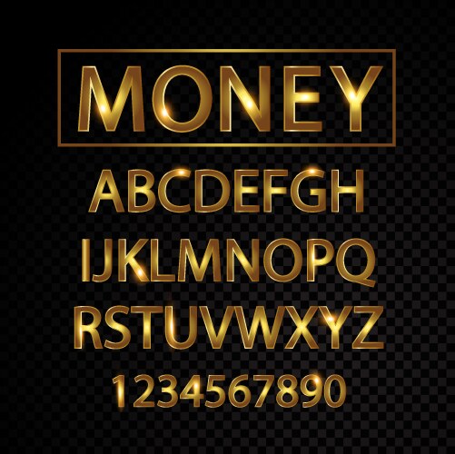 Calligraphic golden letters vintage elegant gold Vector Image