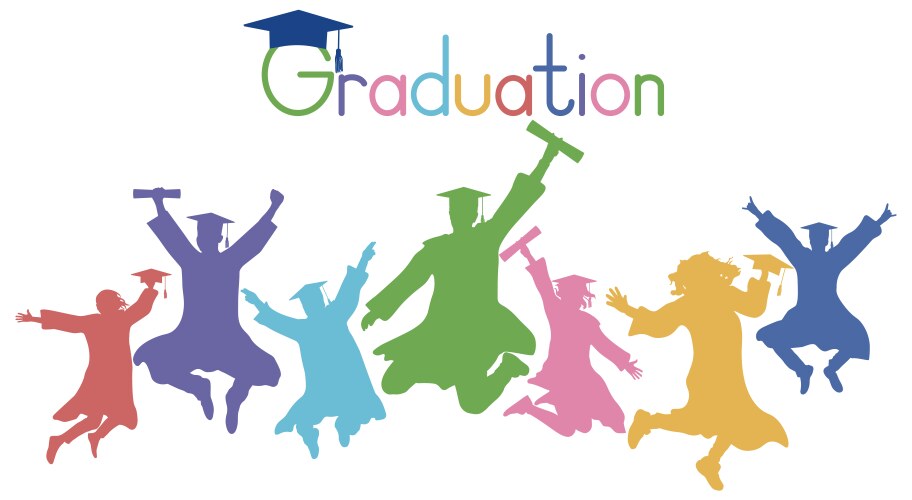 Happy jumping graduate students with diplomas Vector Image