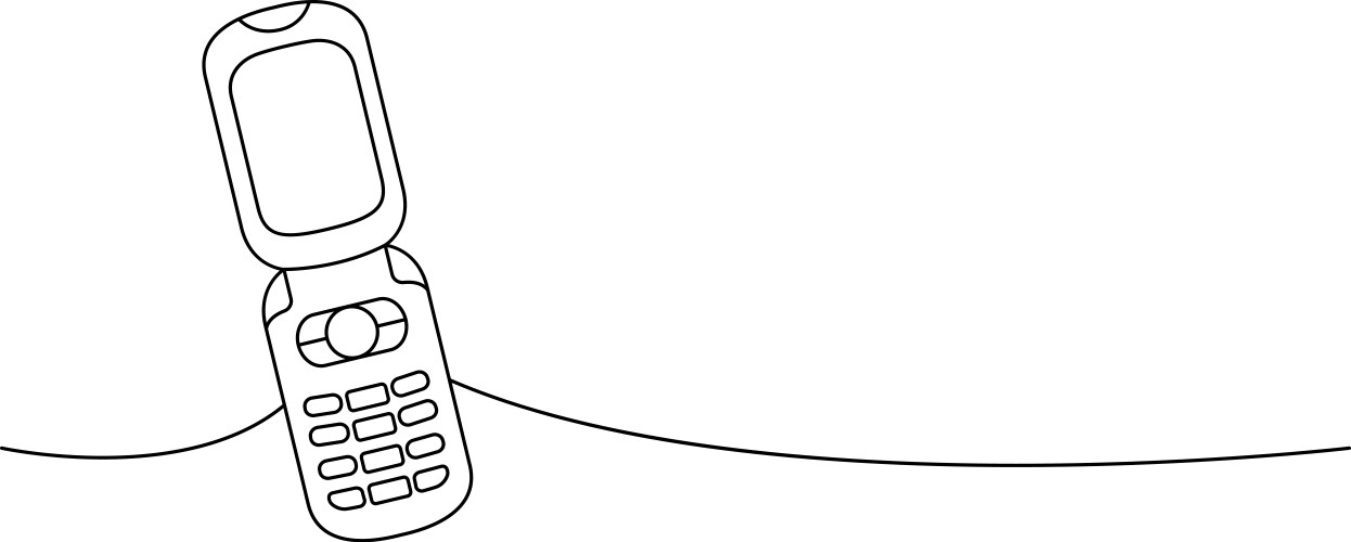 Flip phone one line continuous drawing old Vector Image