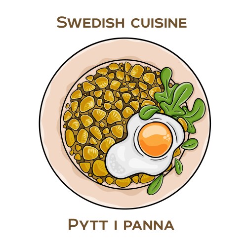 Pytt i panna is a classic swedish dish featuring Vector Image