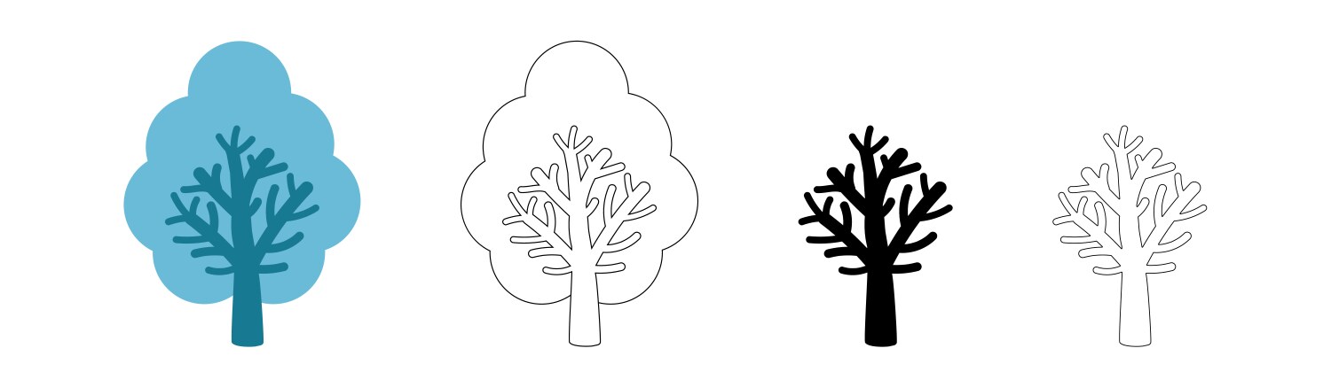 Simple tree shape icon silhouette outlined Vector Image
