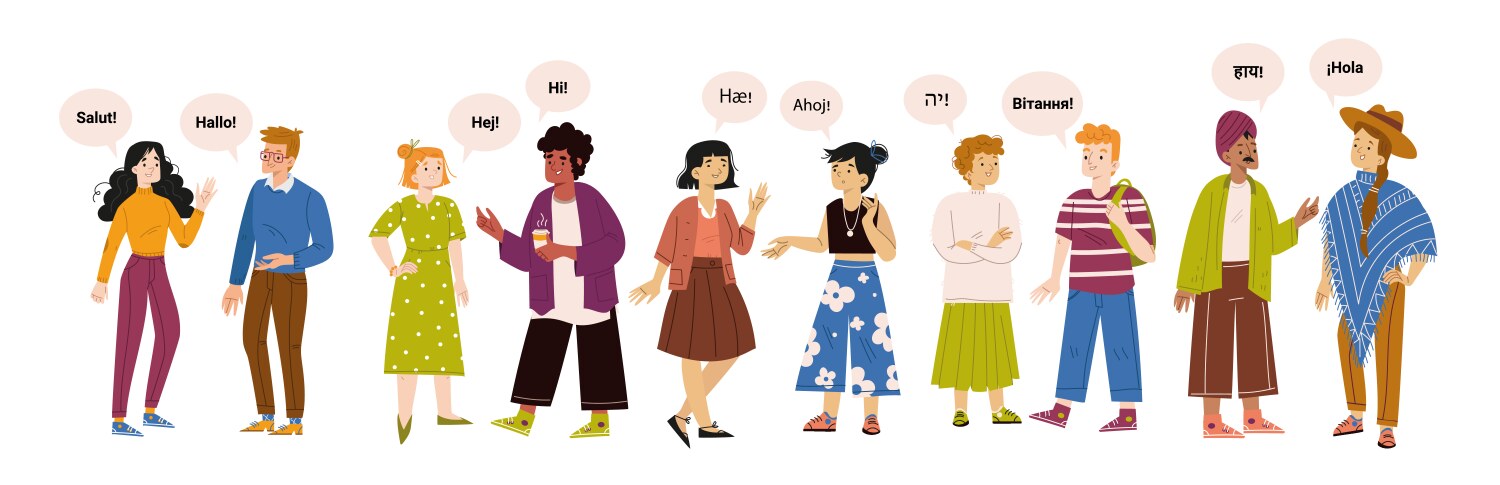 People say hello in different languages Royalty Free Vector