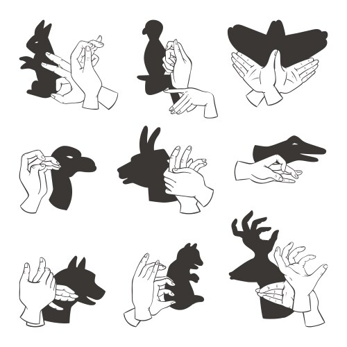 Hand shadow animals Royalty Free Vector Image - VectorStock