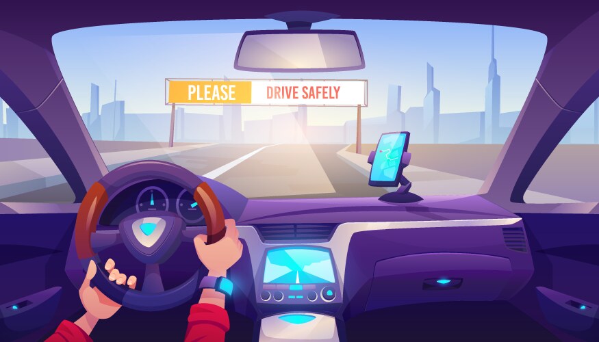 People inside car interior travel driver Vector Image