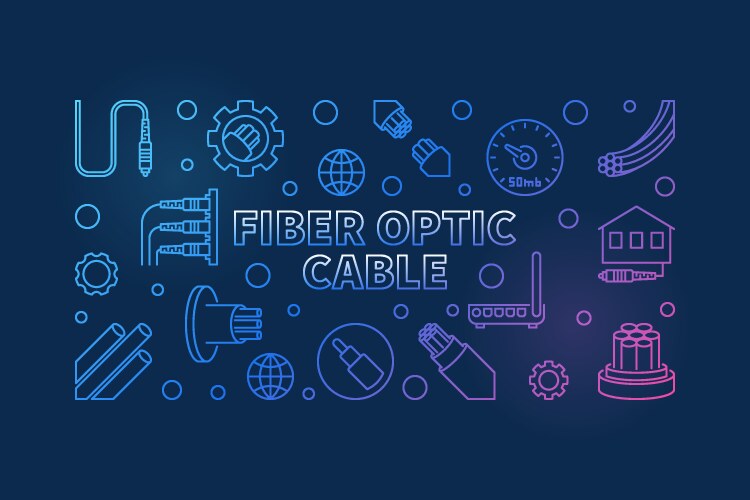 Fiber-optic communication outline colored Vector Image