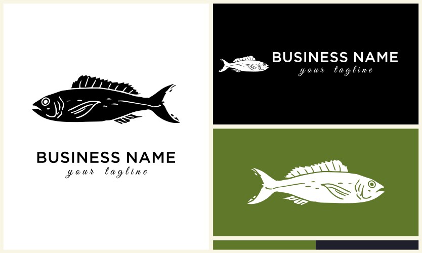 Line art fish logo template Royalty Free Vector Image