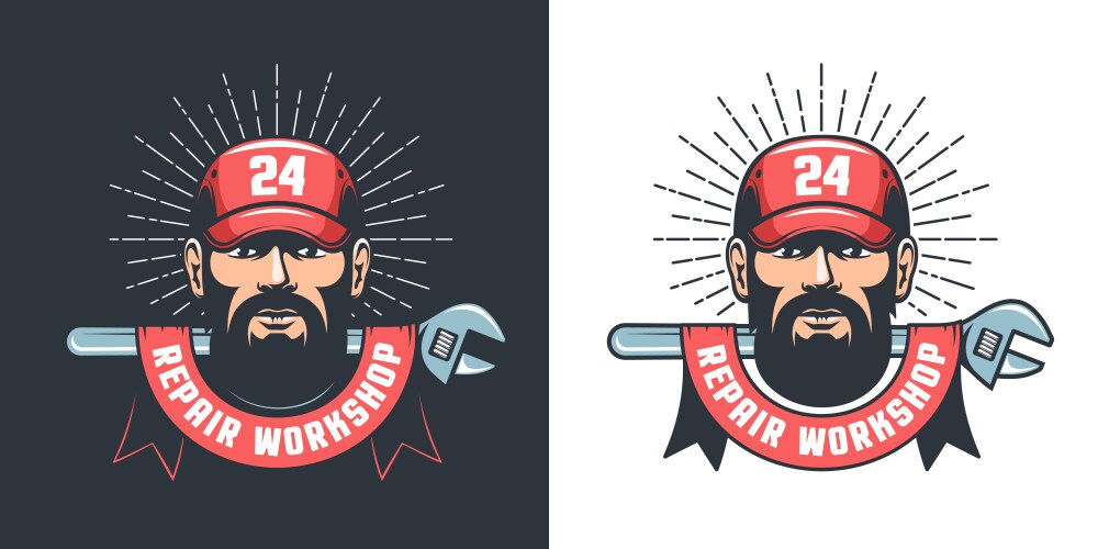 Mechanical repair service retro logo Royalty Free Vector