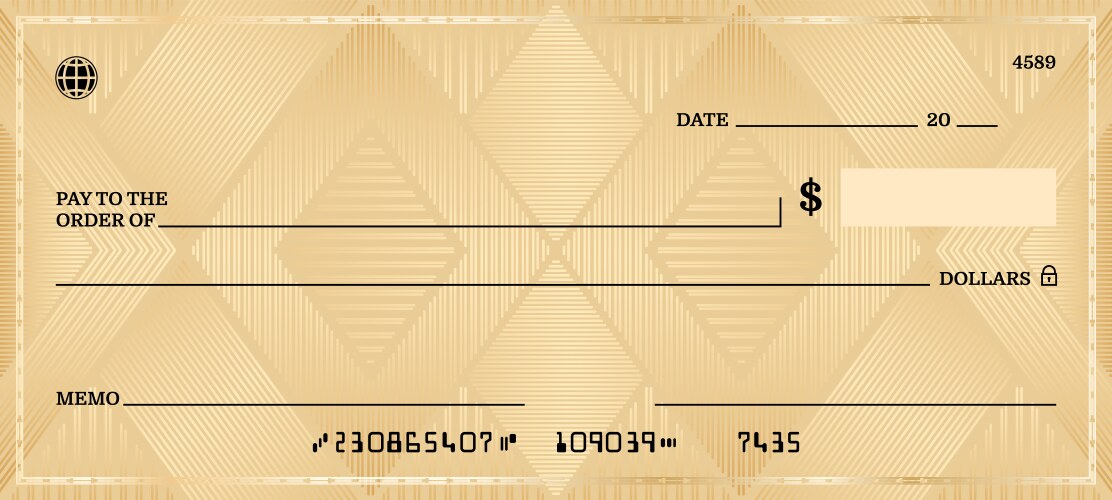 Blank bank check checkbook cheque template Vector Image