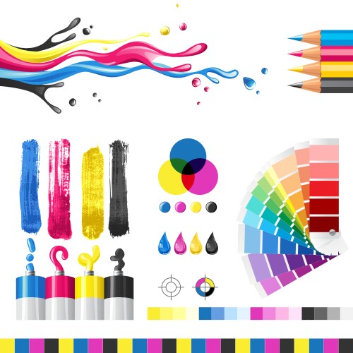 Calibration printing crop marks cmyk color test Vector Image