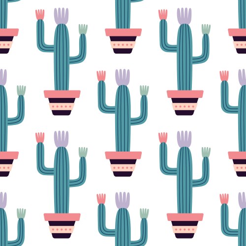 Cute cacti in boho style cactus seamless pattern Vector Image