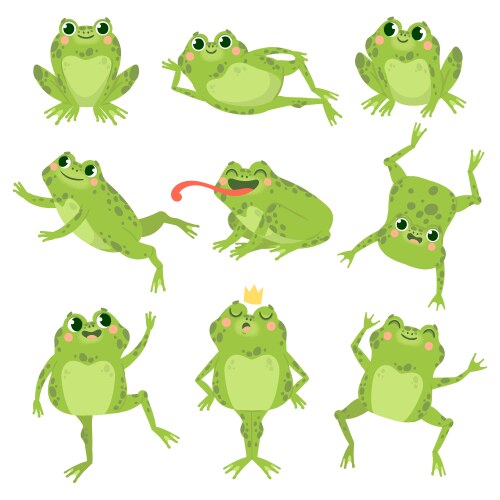 Frog jump isolated jumping green frogs motion Vector Image
