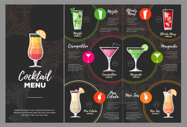 Bar cocktail menu composition Royalty Free Vector Image