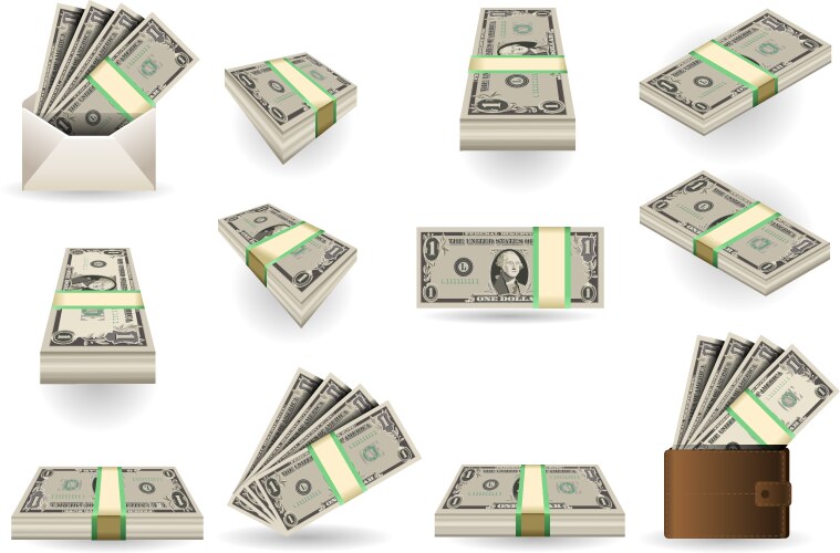 Money colorful vintage elements set Royalty Free Vector