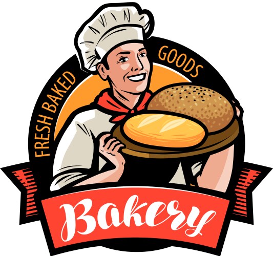 Bakery bakehouse logo or label baker Royalty Free Vector