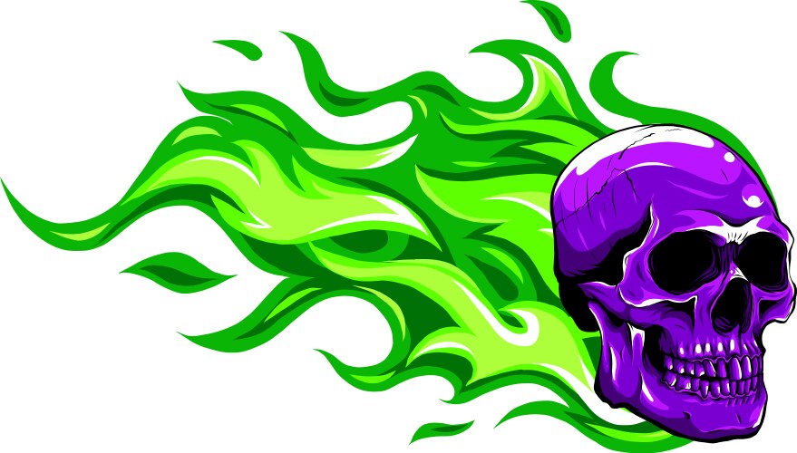 Burning skull with classic tribal flames isolated Vector Image