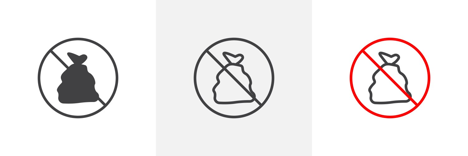 No garbage sign icon set trash litter forbidden Vector Image