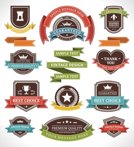 Collection of vintage labels and ribbons Vector Image