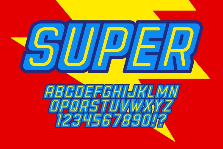 Comic book superhero style font design Royalty Free Vector