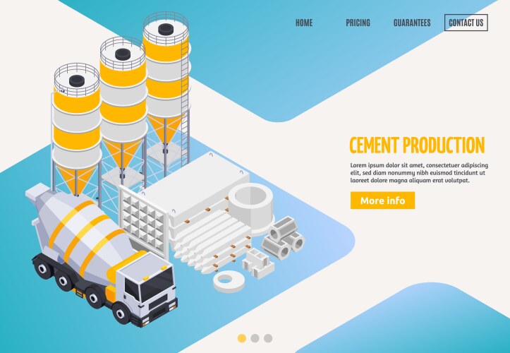 Concrete cement production isometric flowchart Vector Image